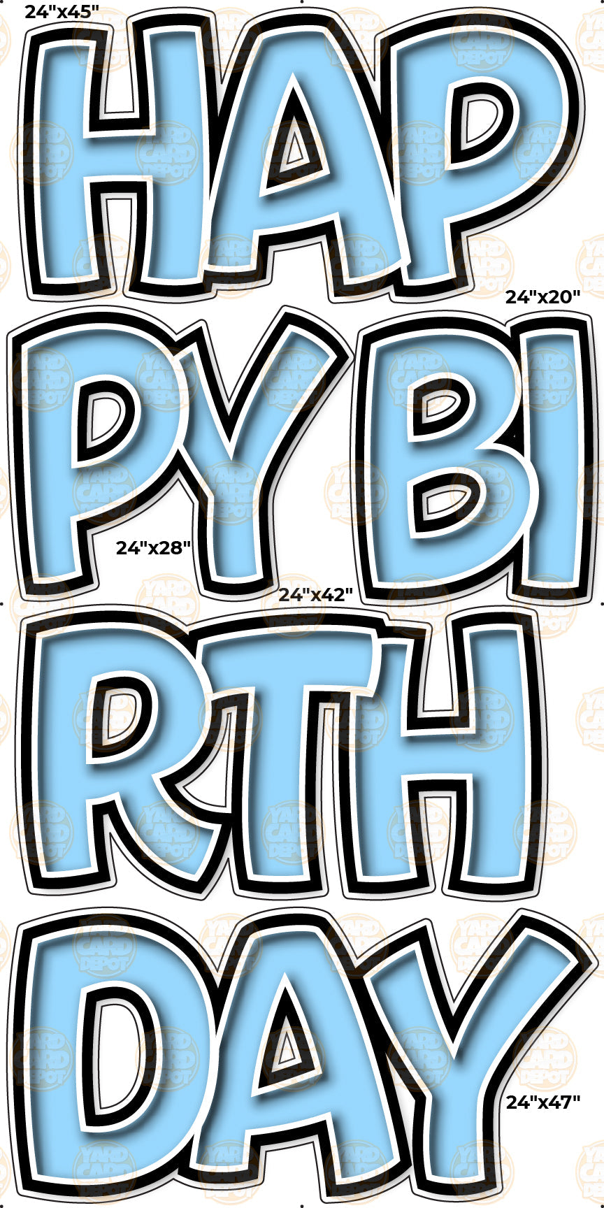 Bouncy 23.5in BOLD HBD EZ Set - Shadow Box - pastel blue — Yard Card ...