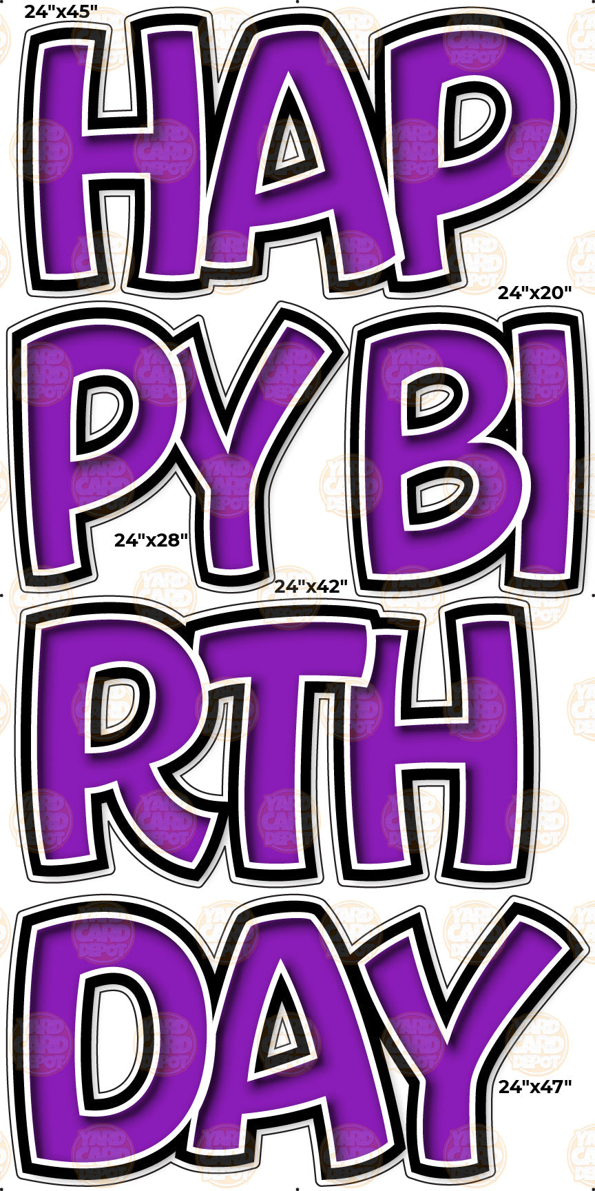 Bouncy 23.5in BOLD HBD EZ Set - Shadow Box - purple — Yard Card Depot LLC