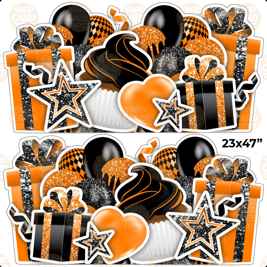 HALF SHEET EZ Flair Panels - black orange — Yard Card Depot LLC