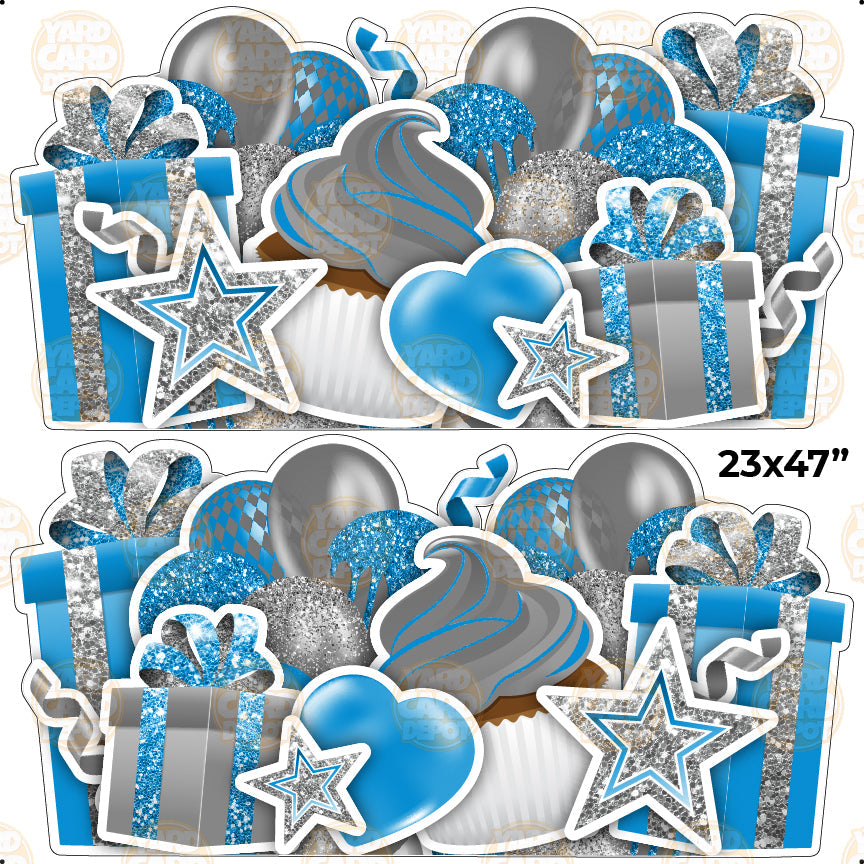 HALF SHEET EZ Flair Panels - silver med blue — Yard Card Depot LLC