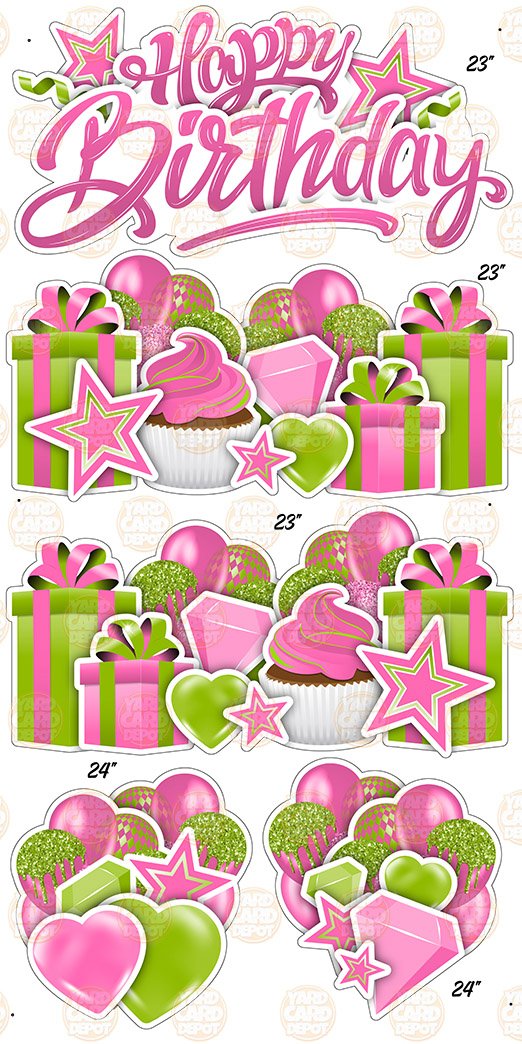 HBD EZ Sheet Set - Hot Pink / Lime Green — Yard Card Depot LLC