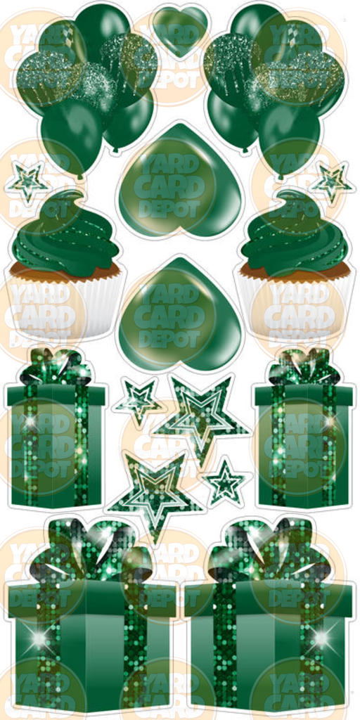 Symmetrical Flair Set - Sequin Green — Yard Card Depot LLC